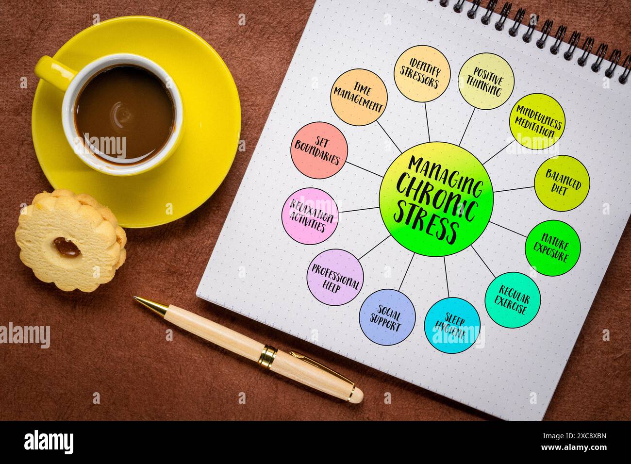 strategies for managing chronic stress, bubble diagram or mind map ...