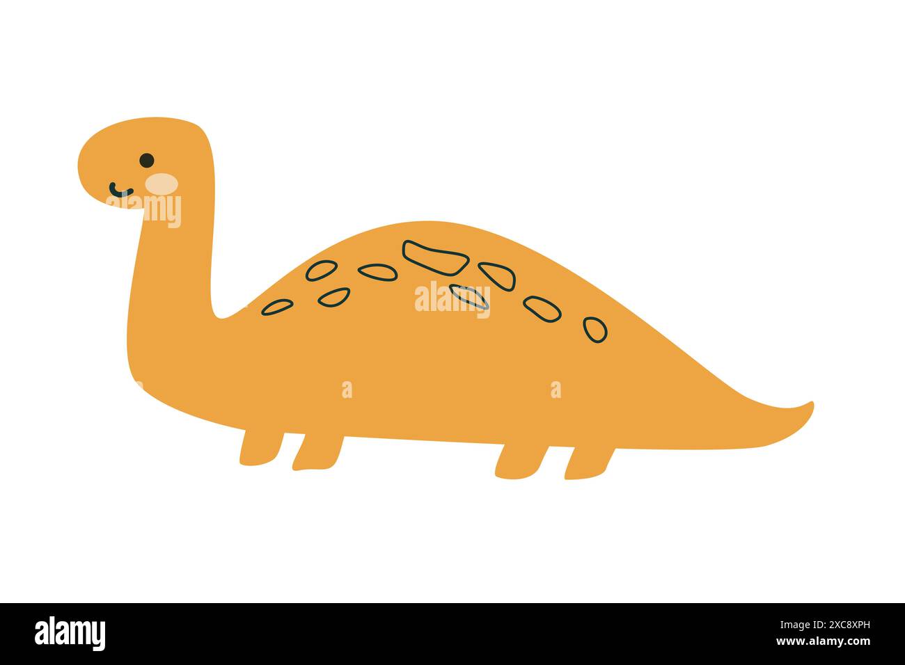 Brontosaurus dinosaur isolated vector illustration on white background. Cute childrens animal ...