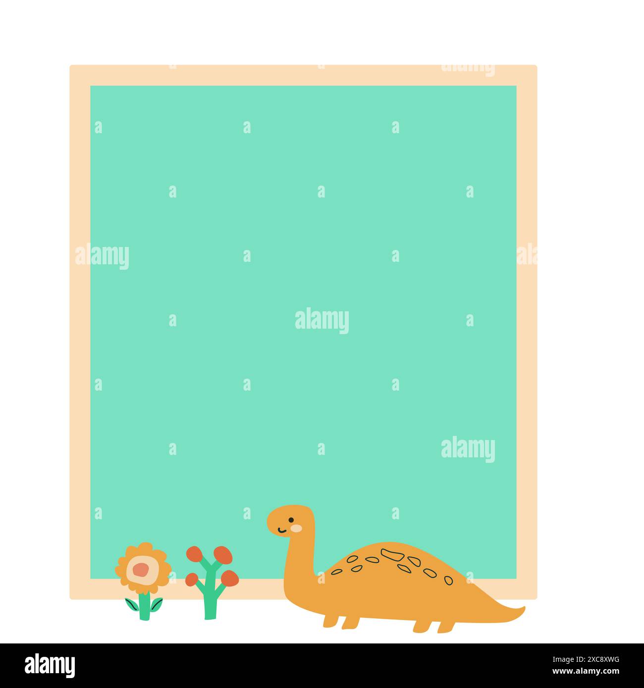 Cute baby dinosaurs background, childish frame for kids design ...