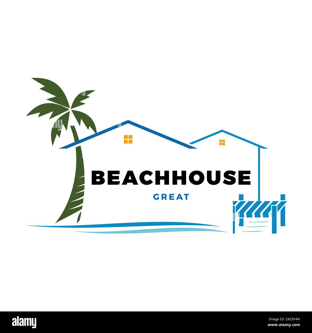 Beach House Icon Logo Design Template Stock Vector Image & Art - Alamy