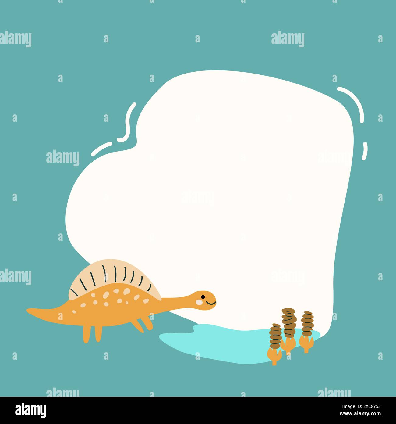 Cute baby dinosaurs background, childish frame for kids design ...