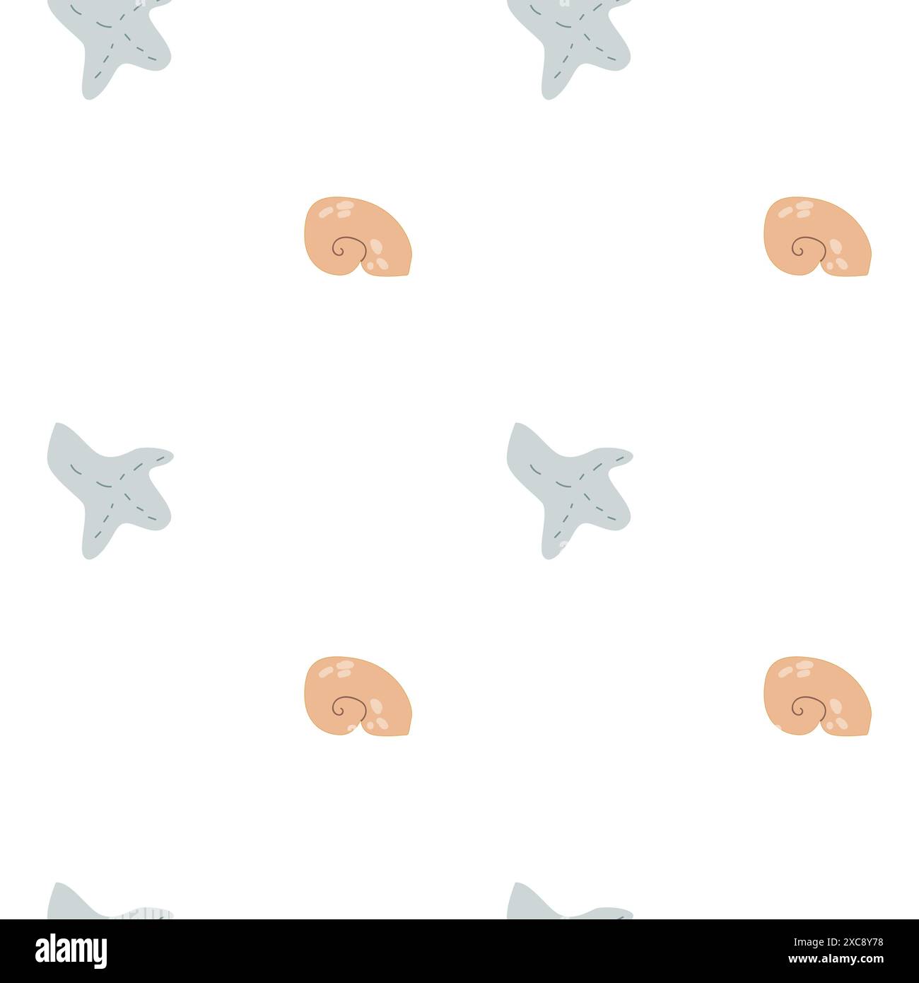 Childrens cute fashion pattern. Childish sea shell seamless background ...