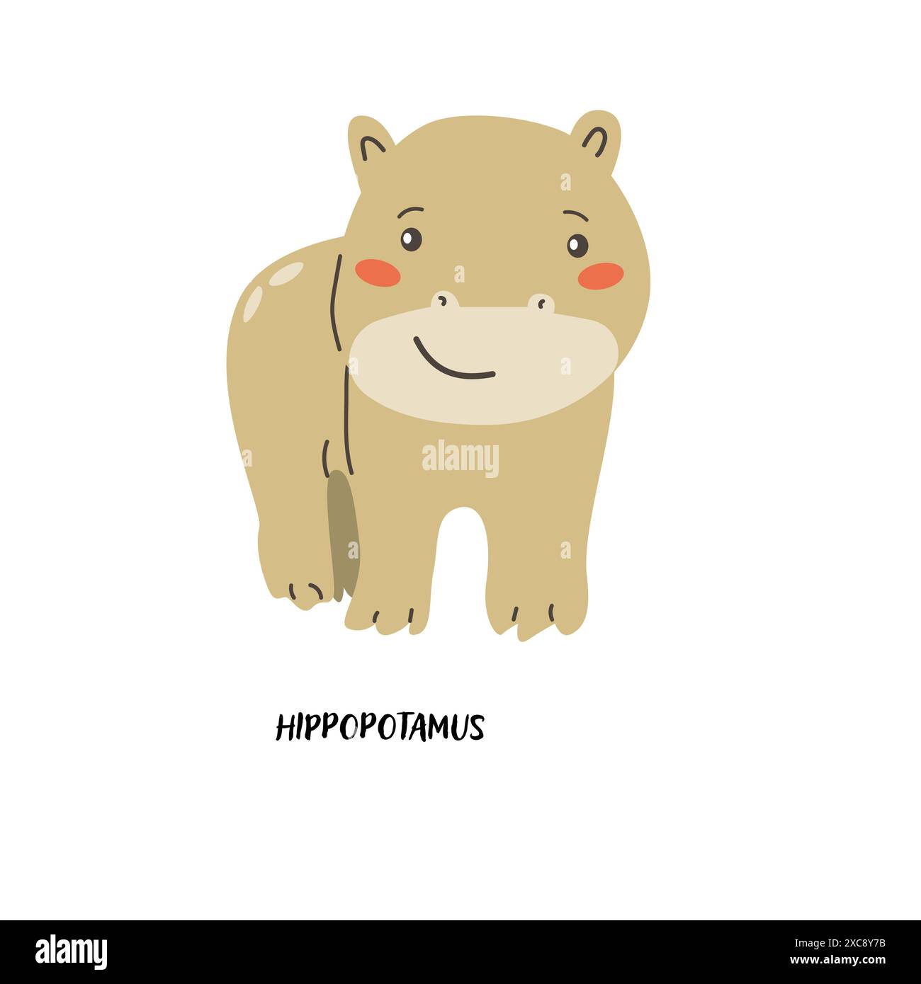 Childrens animal card hippopotamus for education. Kindergarten design ...