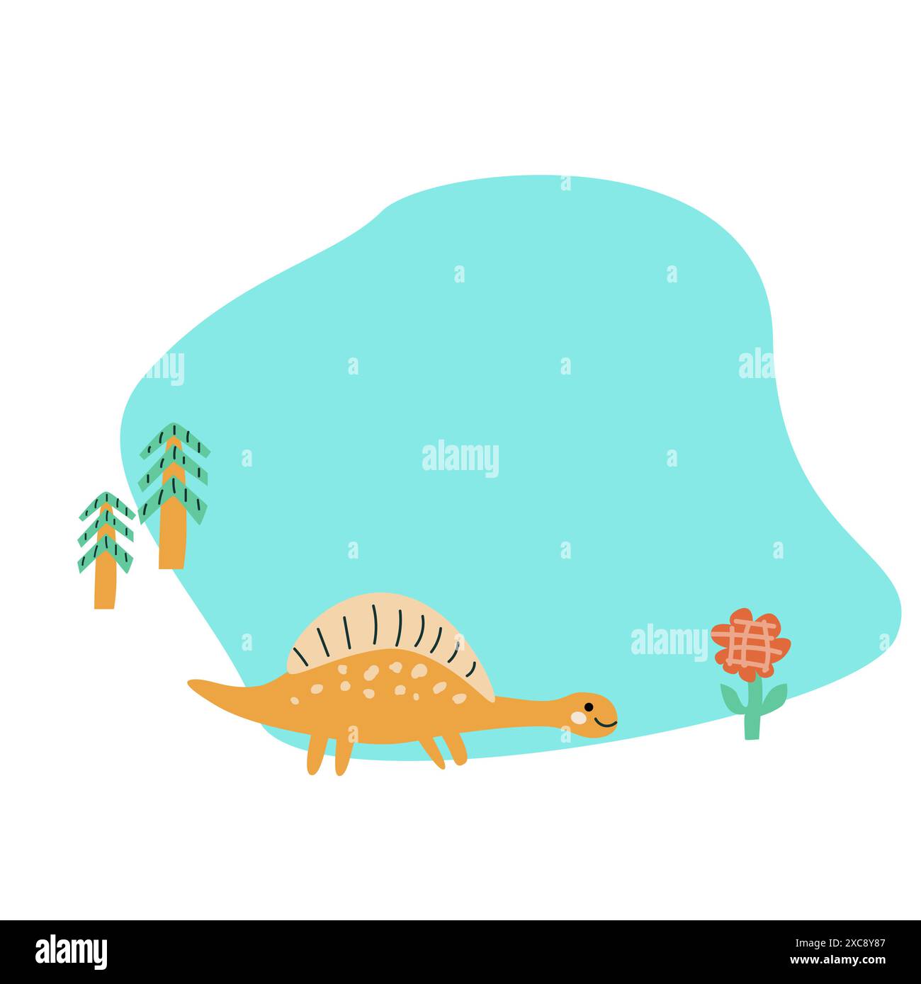 Cute baby dinosaurs background, childish frame for kids design ...