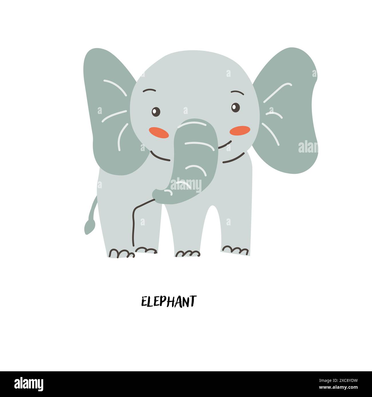 Childrens animal card elephant for education. Kindergarten design. Cute ...