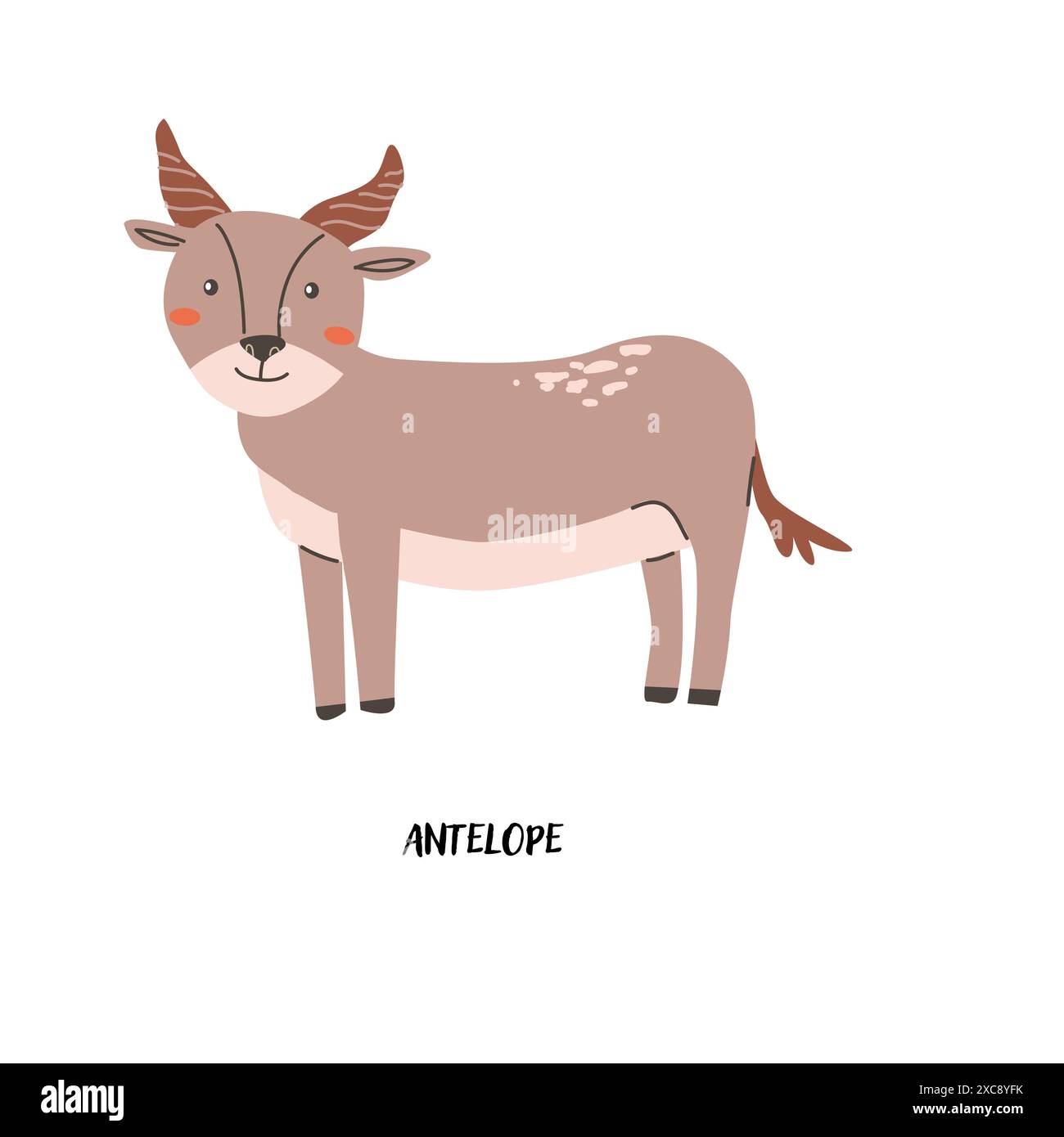 Childrens animal card antelope for education. Kindergarten design. Cute ...