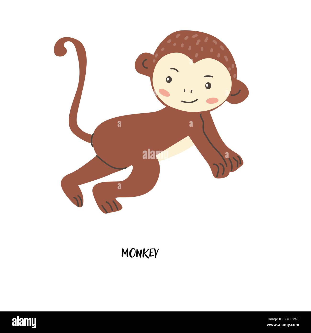 Childrens animal card monkey for education. Kindergarten design. Cute ...