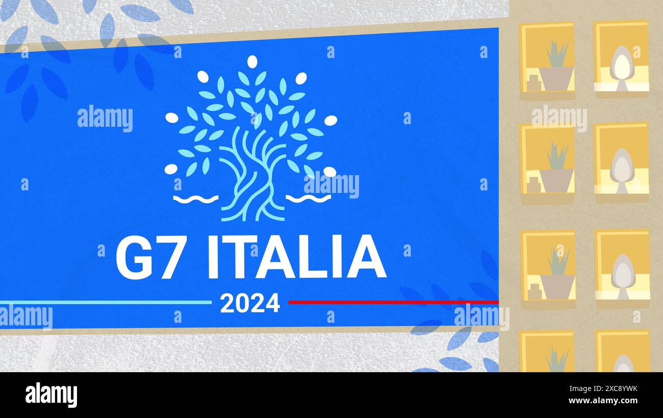 Logo of the 50th G7 summit. From 13 to 15 June 2024 in Brindisi, Puglia ...