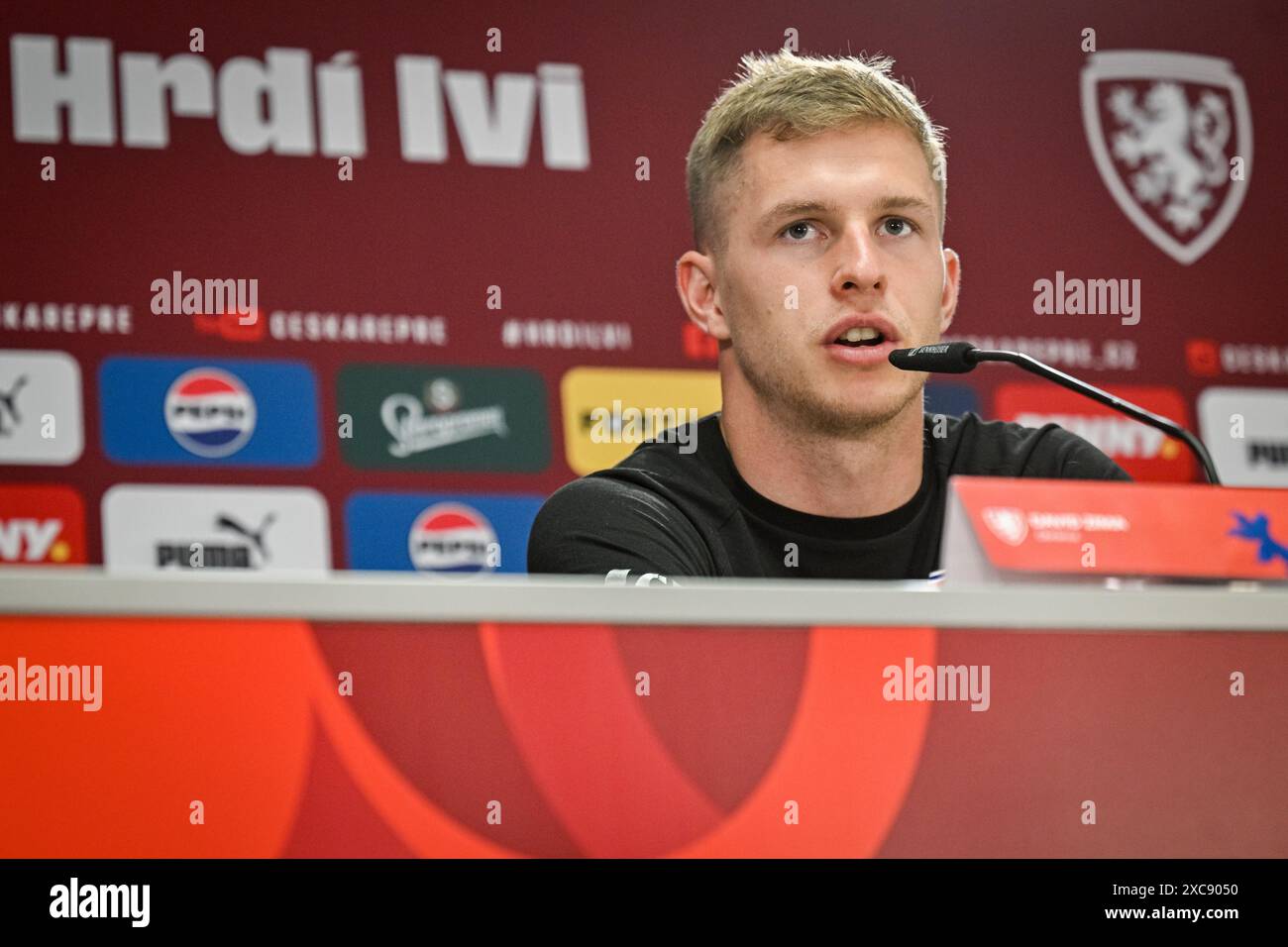 Defender David Zima attends a press conference of Czech national ...