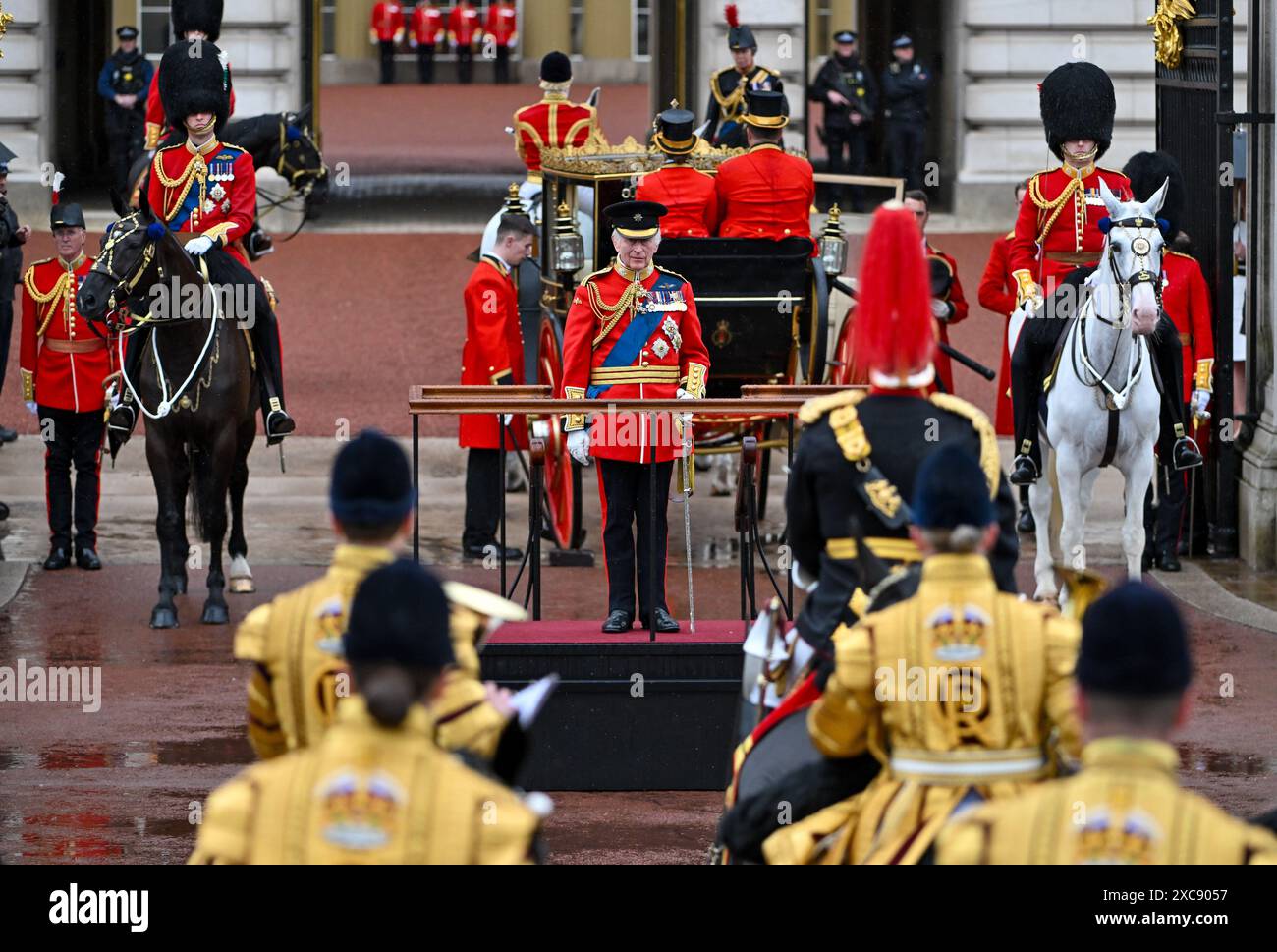 London, UK. 15th June, 2024. King Charles III takes the salute outside ...