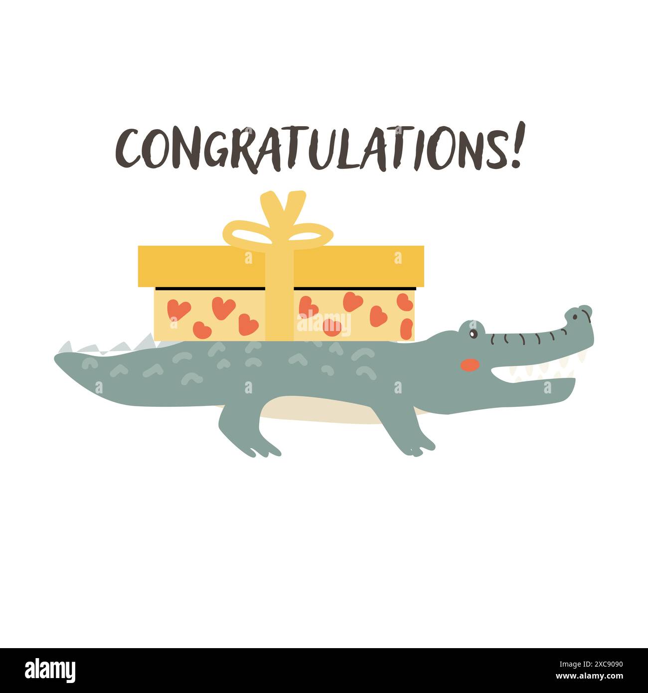 Childrens animal card with congratulation text. Cute african animal ...