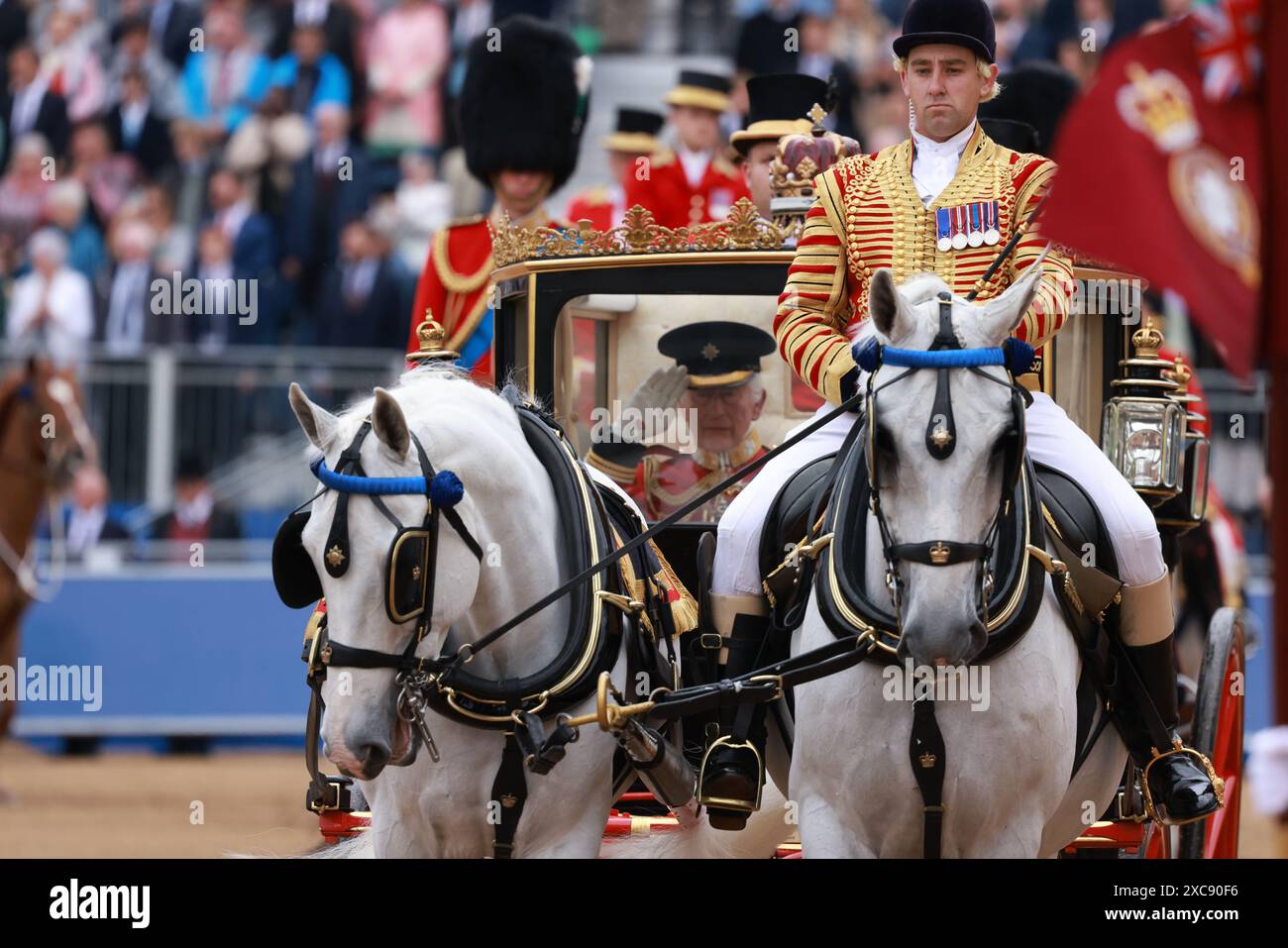 London UK 15th June 2024 King Charles giving the royal salute on his ...