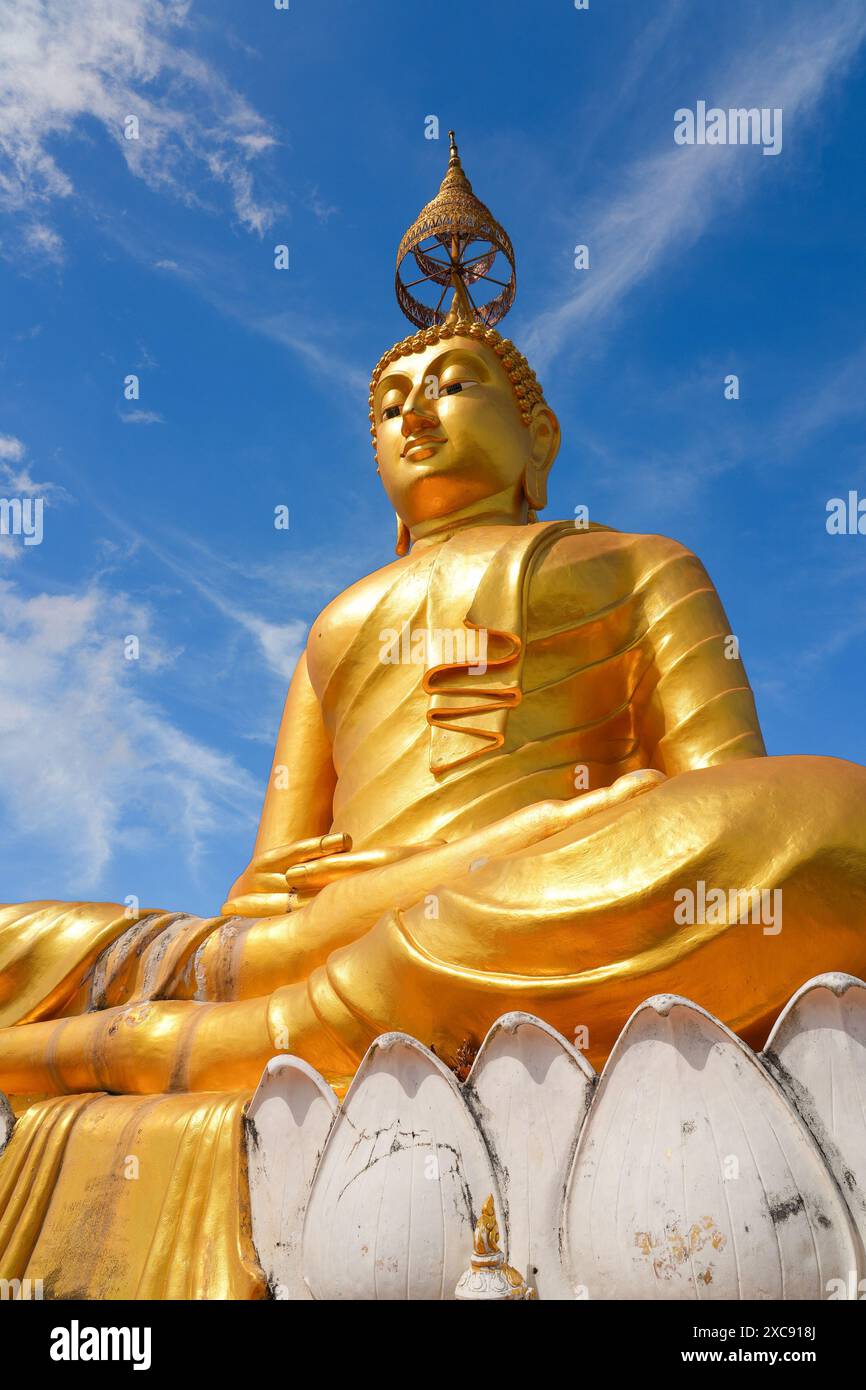 Giant golden statue of a Meditation Buddha in the lotus position ...