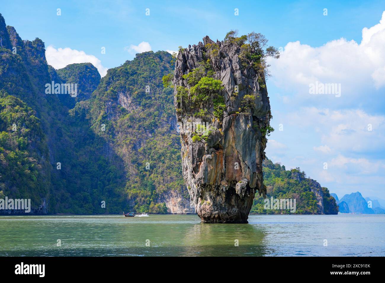 Ko Tapu, a limestone karst tower on James Bond Island in the Phang Nga ...