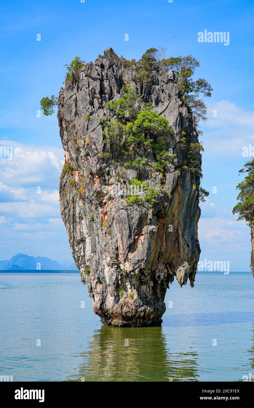 Ko Tapu, a limestone karst tower on James Bond Island in the Phang Nga ...
