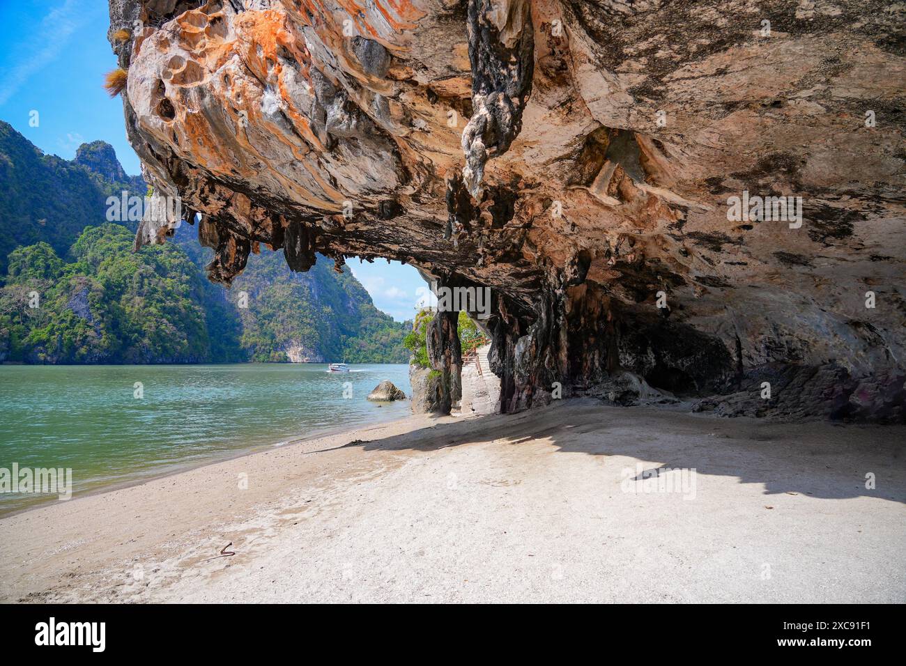 Cavern on the beach of Khao Phing Kan aka James Bond Island in the Ao ...
