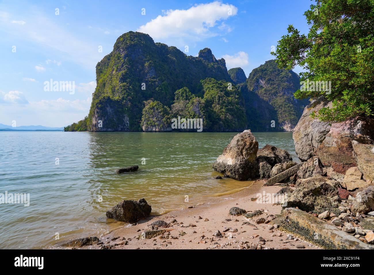 Limestone cliffs of Ko Raya Ring as seen from James Bond Island in the ...