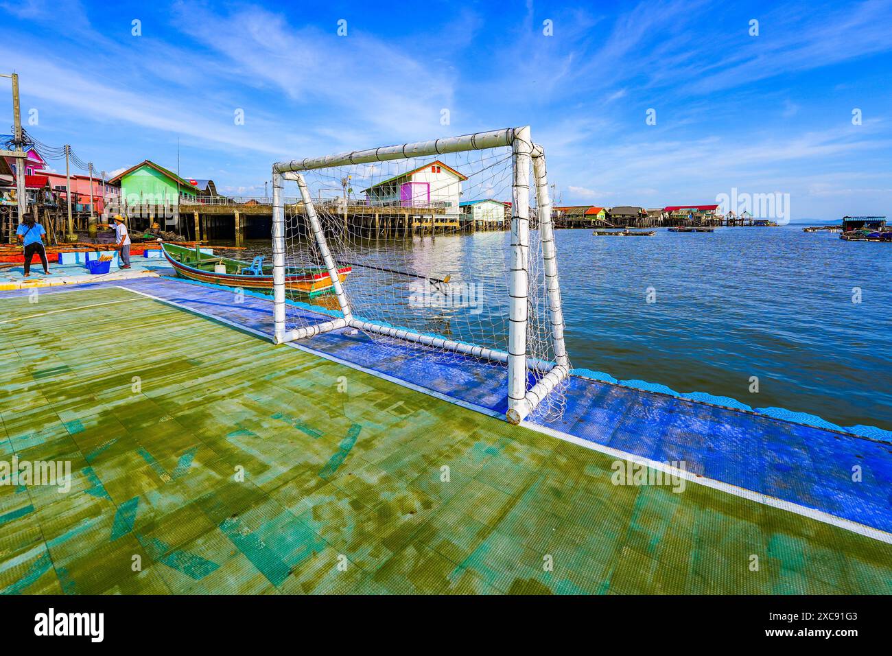 Floating soccer field in the fishing village of Koh Panyee made of ...