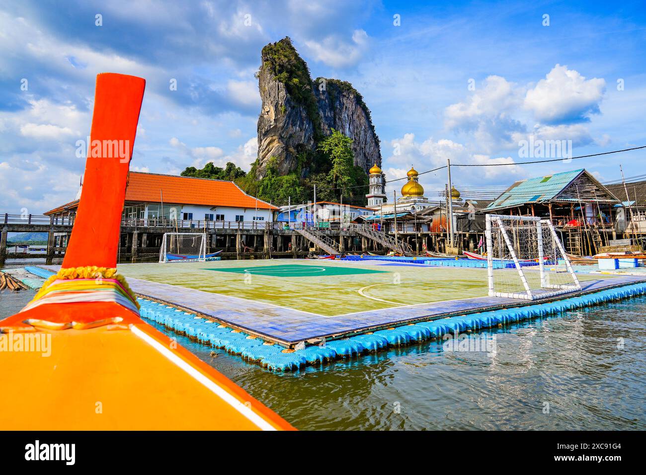 Floating soccer field in the fishing village of Koh Panyee made of ...