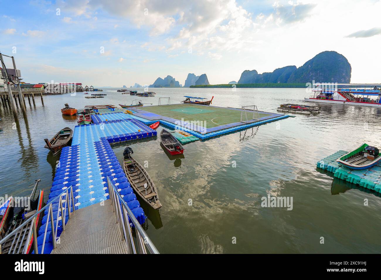 Floating soccer field in the fishing village of Koh Panyee made of ...