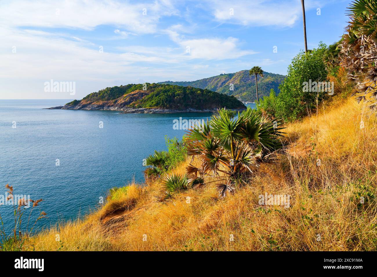 Coastline seen from Promthep Cape, the southernmost point of Phuket ...
