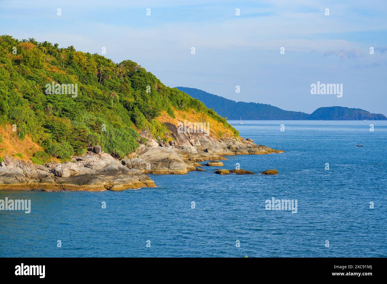 Coastline seen from Promthep Cape, the southernmost point of Phuket ...