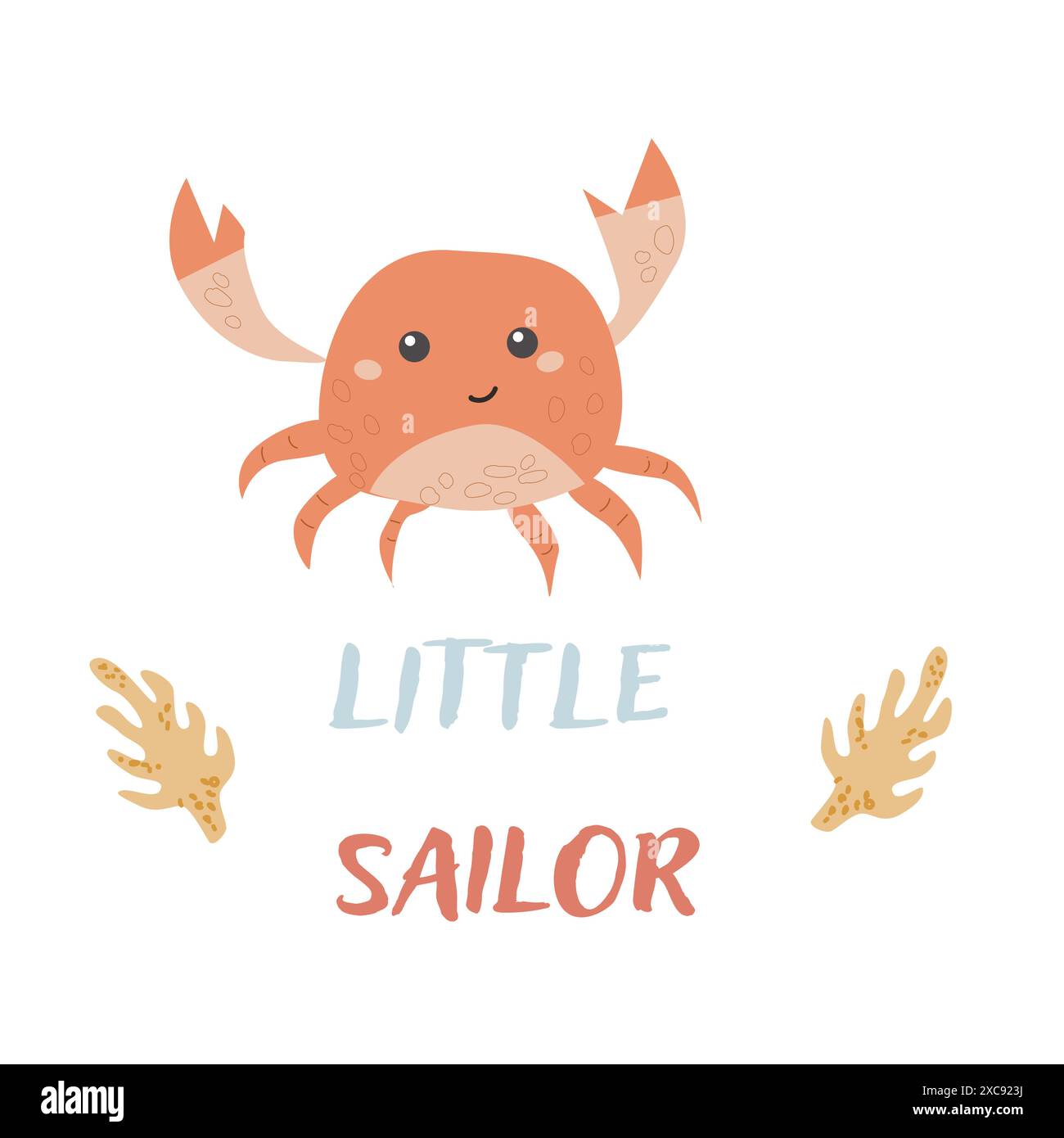 Childrens sea animal background with words. Nautical elements. Cute ...