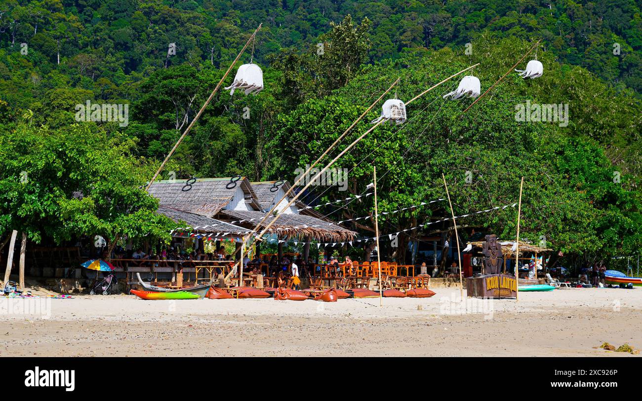 Beach bar on Ba Kantiang Beach on Koh Lanta island in the Andaman Sea ...