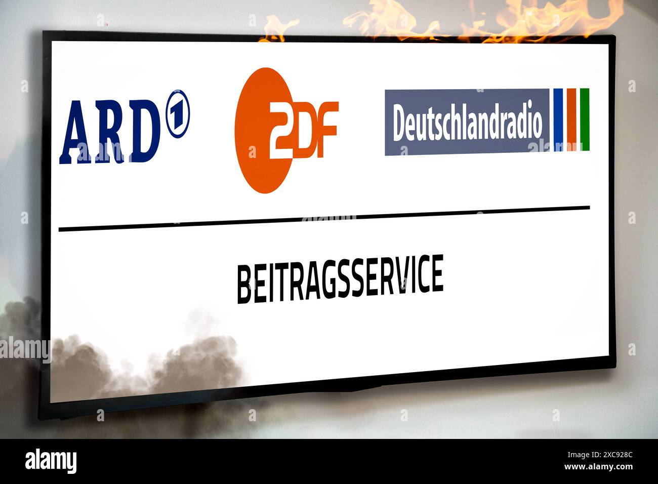 Germany - June 15, 2024: Television on the wall, with logo of the ...