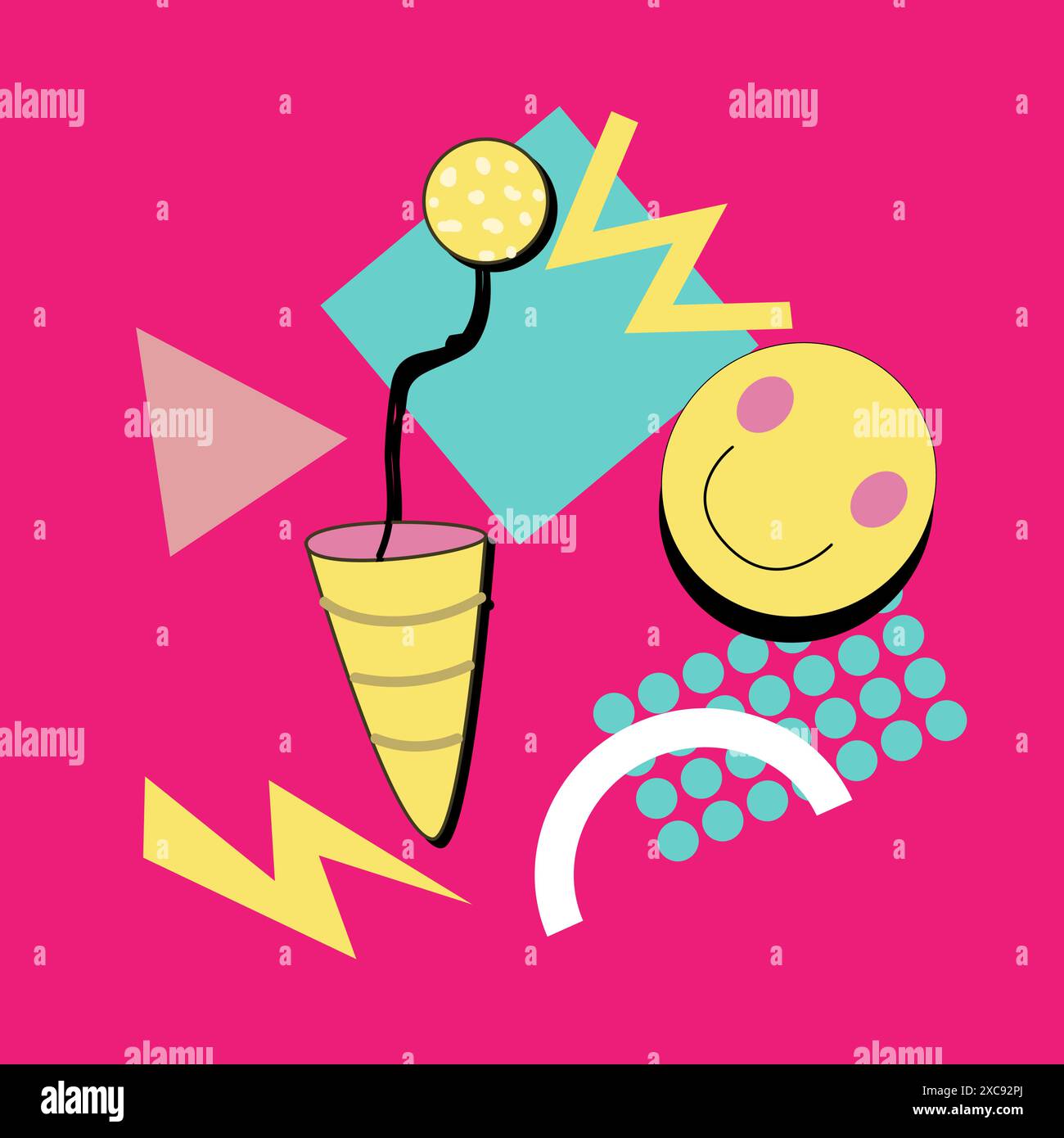 90s music background. Retro disco banner with y2k or 00s elements. Game ...