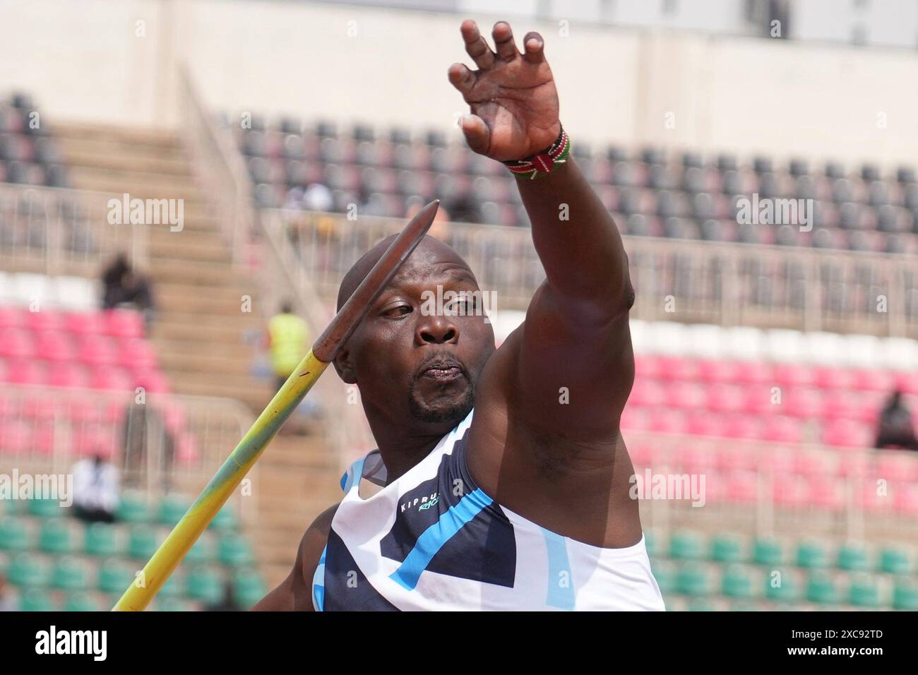 Julius Yego of Kenya competes in the men's javelin throw in Kenya track ...