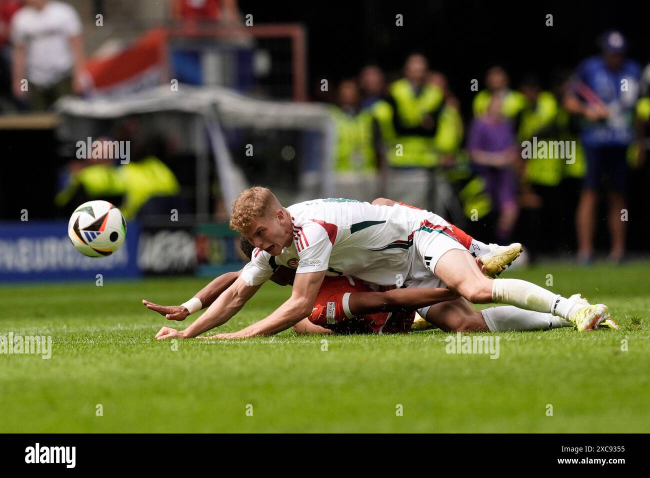 Hungary's Andras Schafer fights for the ball with Switzerland's Dan ...