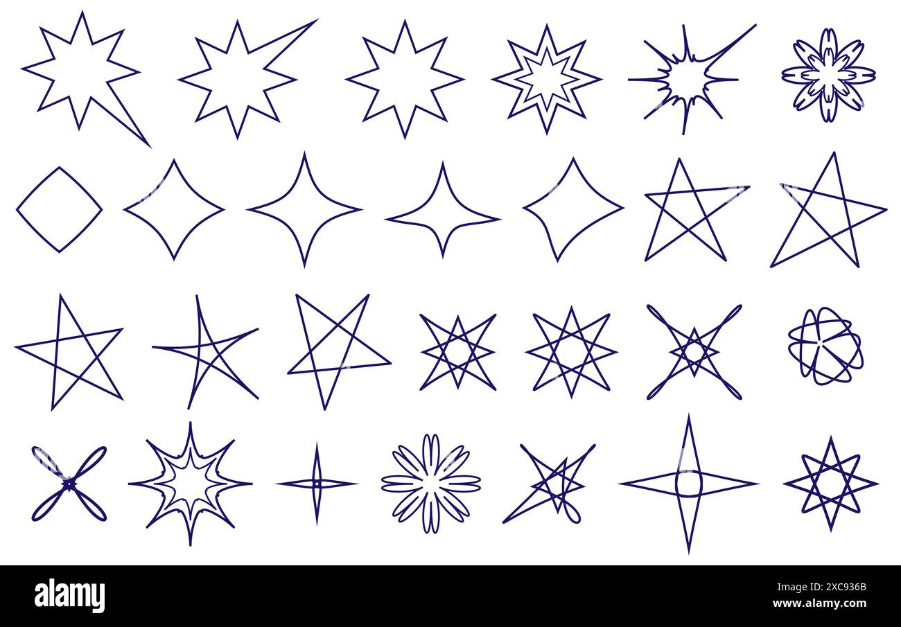 Hand drawn doodle stars and sparkles symbols illustration Stock Vector ...