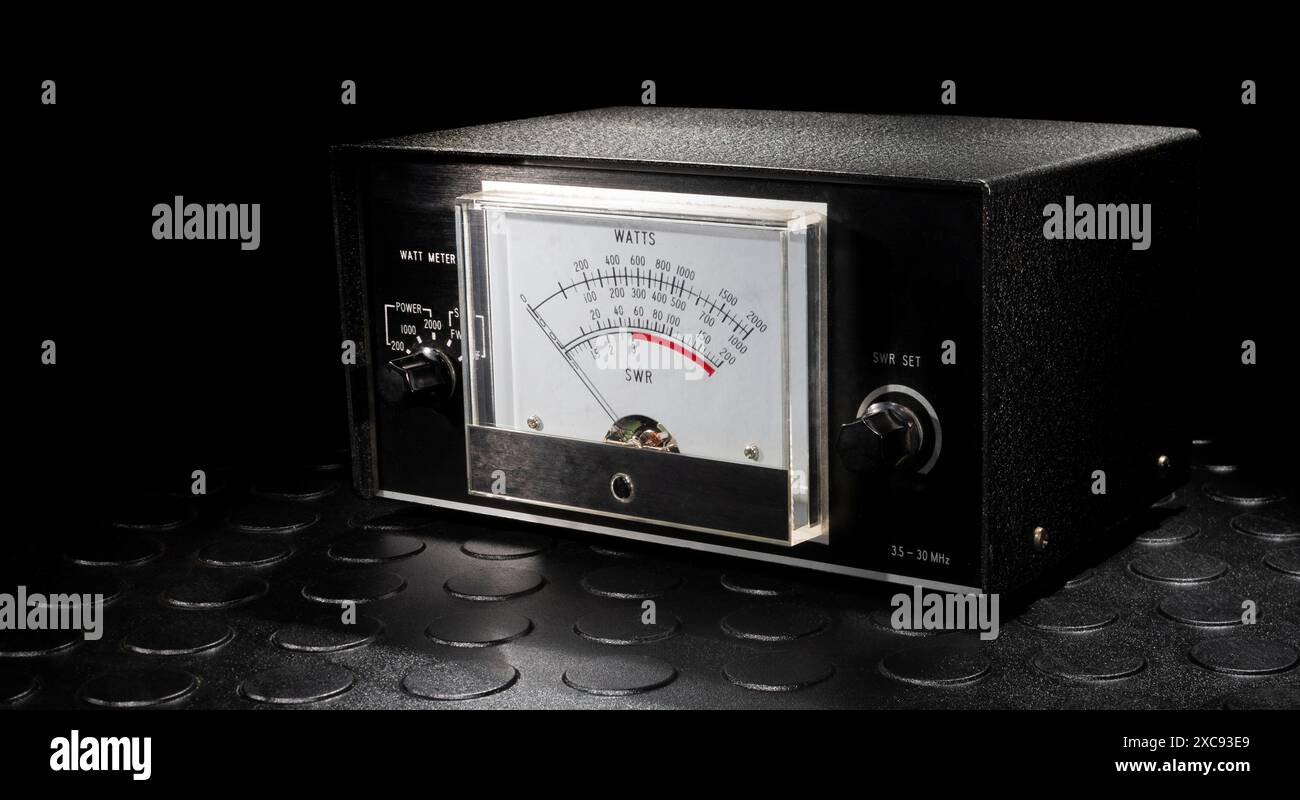 Meter that measures power output of a shortwave radio in watts and ...