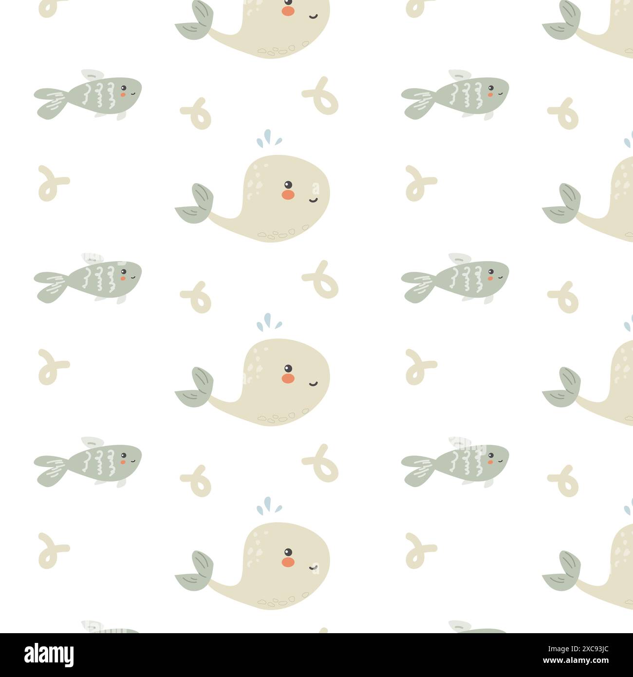 Childrens sea animals pattern, childish ocean marine life seamless ...