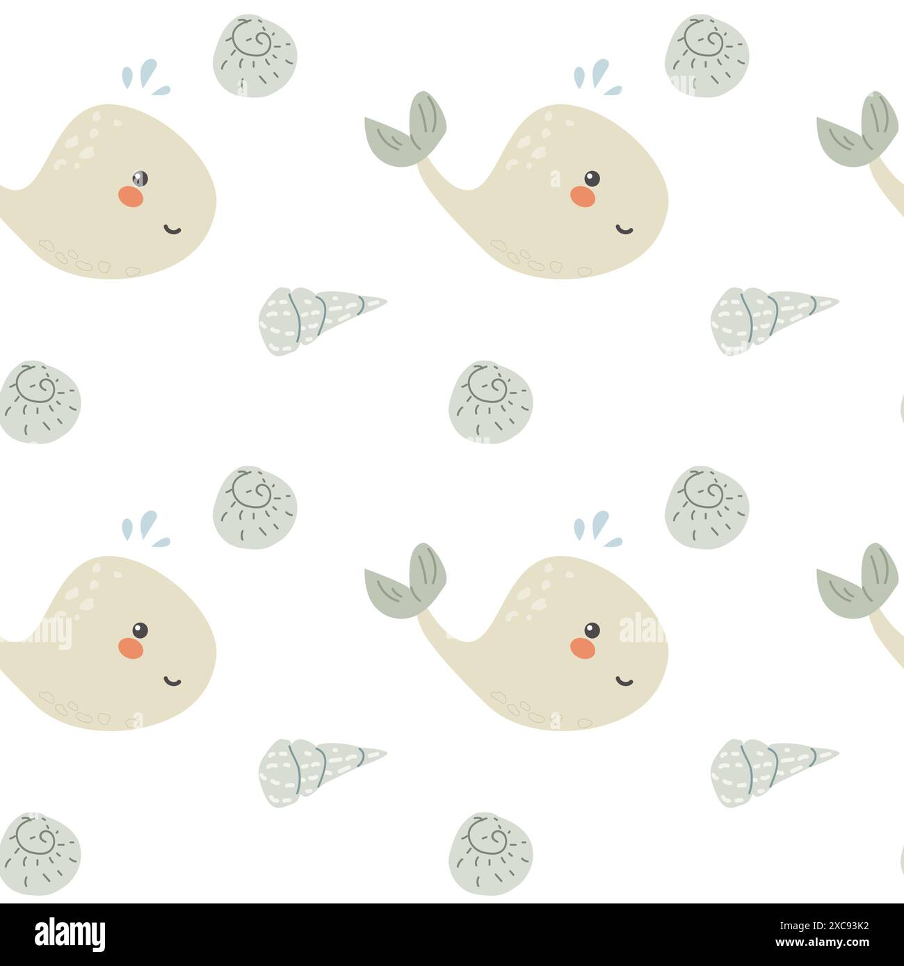 Childrens sea animals pattern, childish ocean marine life seamless ...