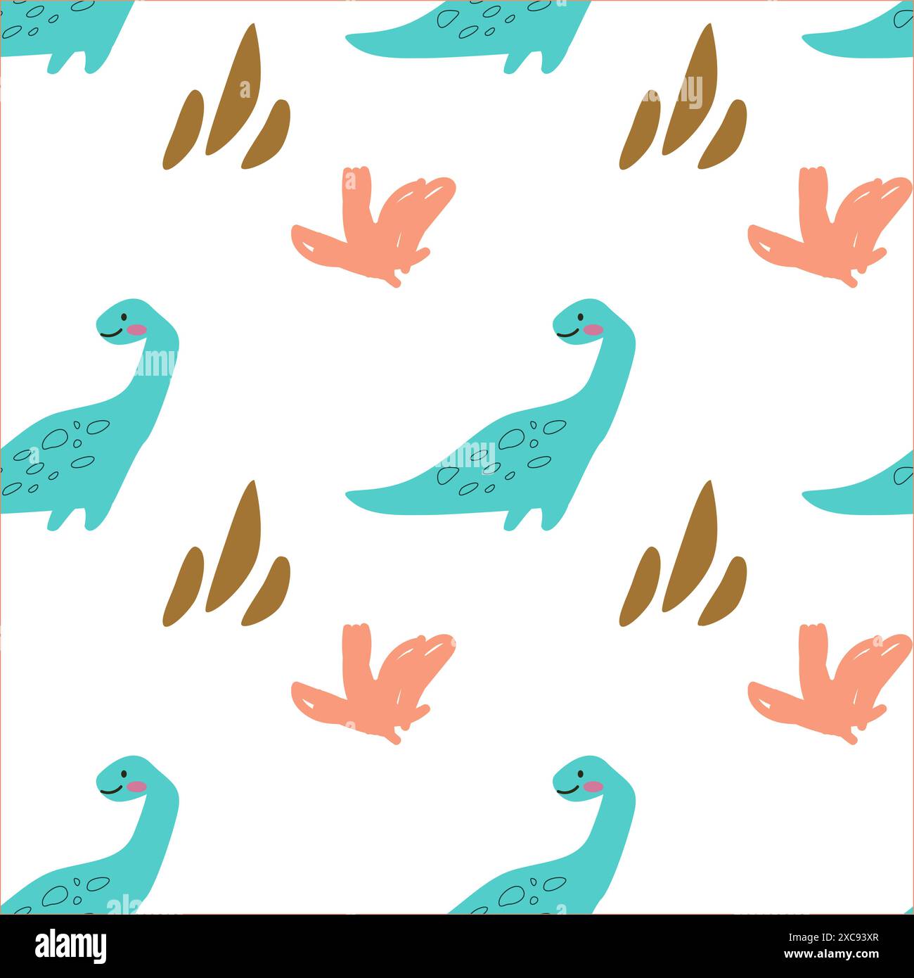 Childrens cute animals pattern - doodle baby dinosaur seamless ...