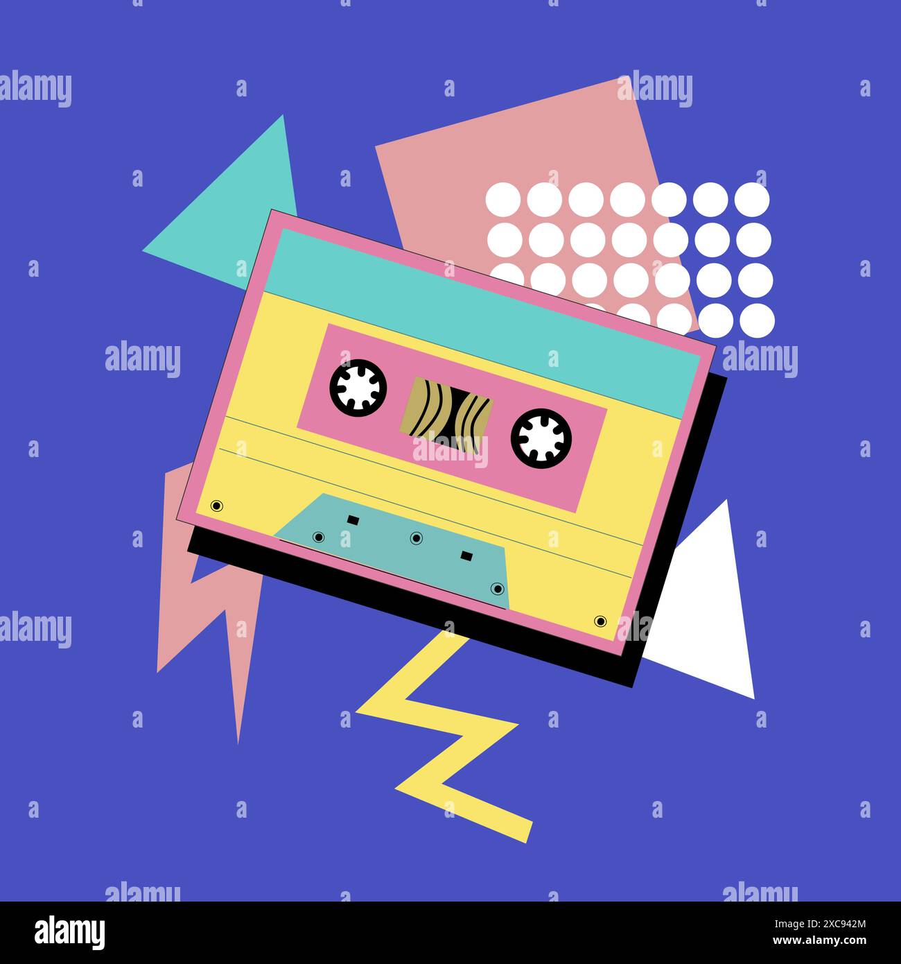 90s music background. Retro disco banner with y2k or 00s elements. Game ...