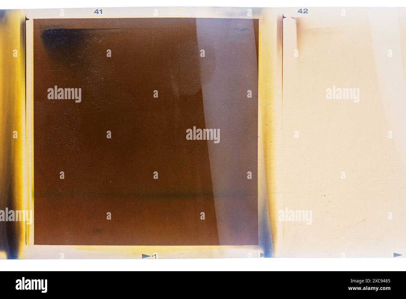 Grungy color 120mm negative film with light leaks isolated on white ...