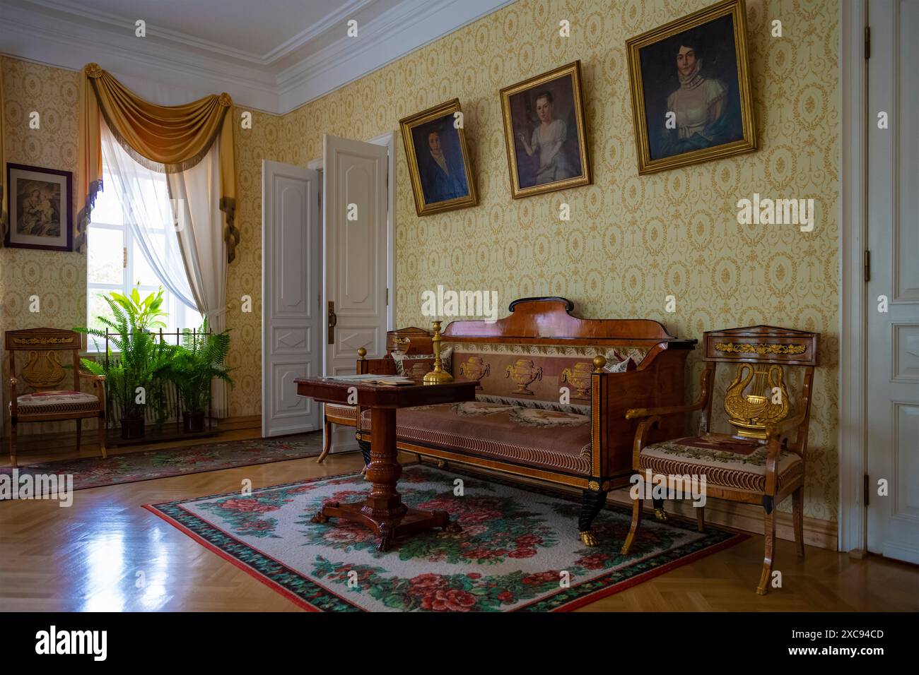 TARKHANY, RUSSIA - MAY 01, 2024: In the living room of the manor house ...