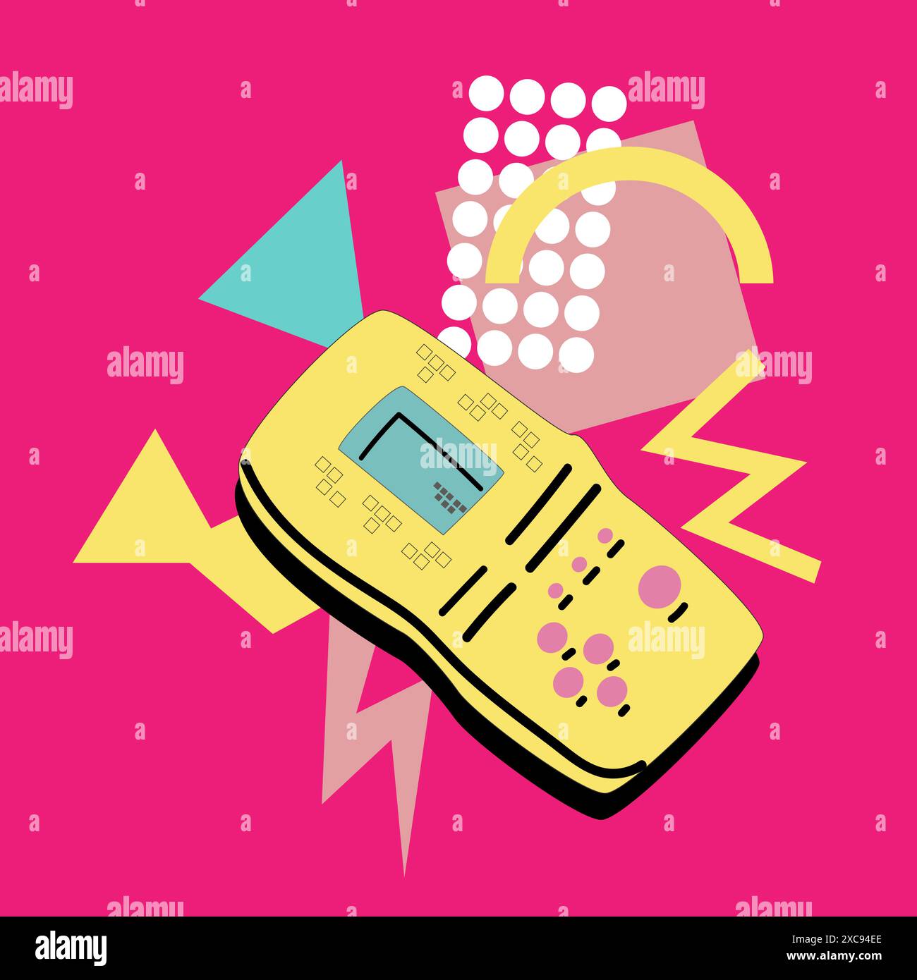 90s music background. Retro disco banner with y2k or 00s elements. Game ...