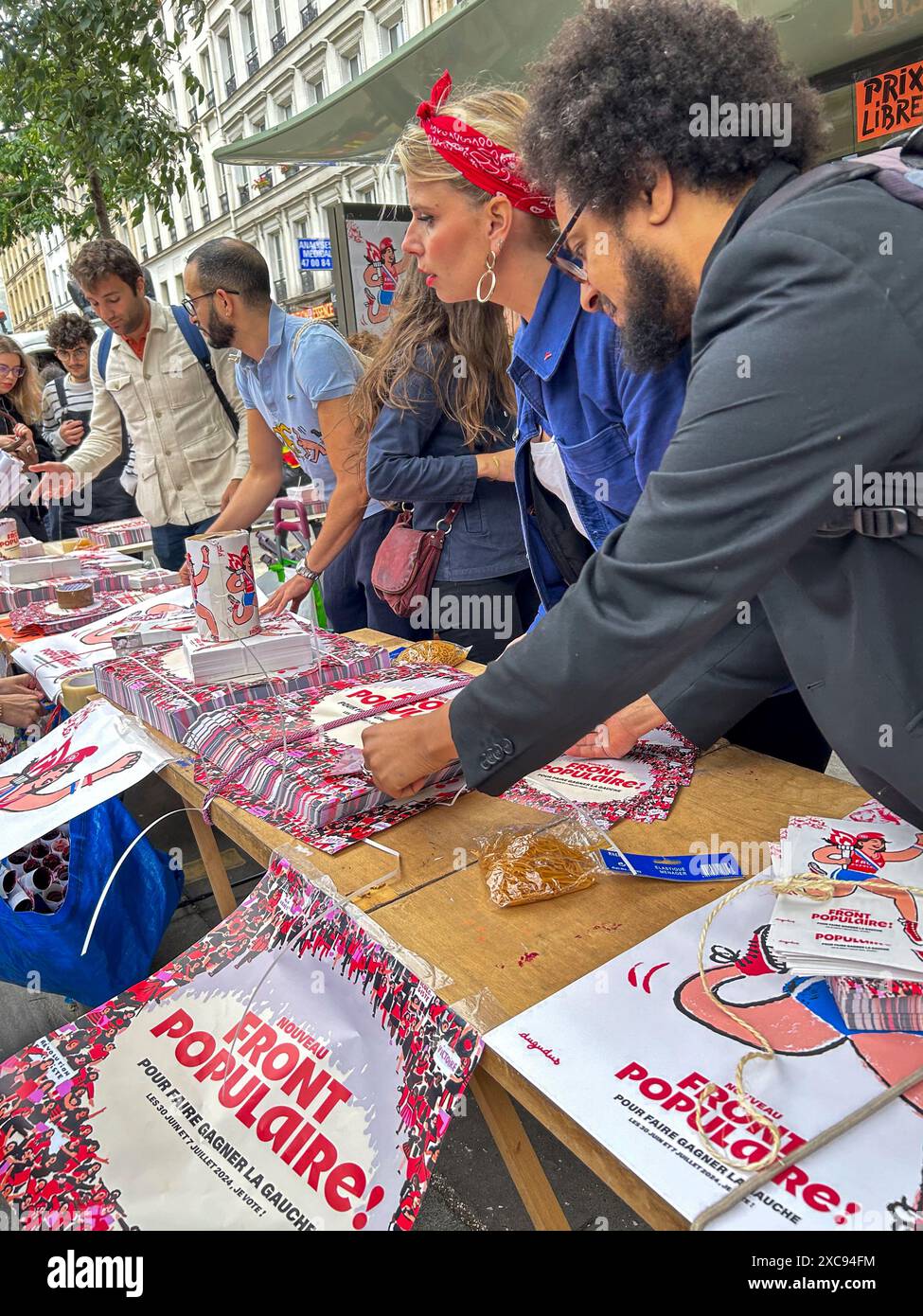 Paris, France, Group People, Distributing Political Campaign Posters at ...
