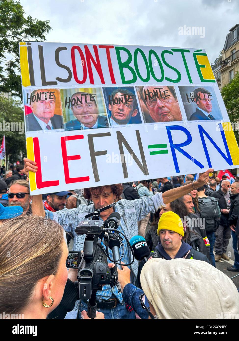 Paris, France, Crowd People, Demonstration Against Extreme Right ...