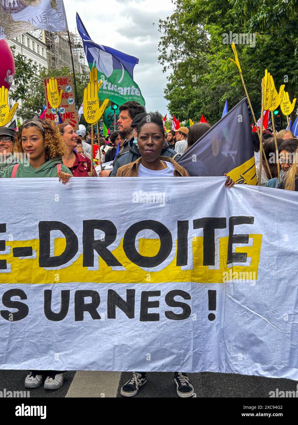Paris, France, Crowd Young People, Demonstration Against Extreme Right ...