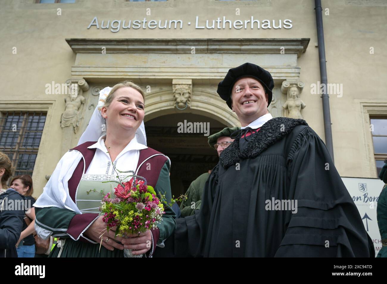 Lutherstadt Wittenberg, Germany. 15th June, 2024. The bridal couple ...
