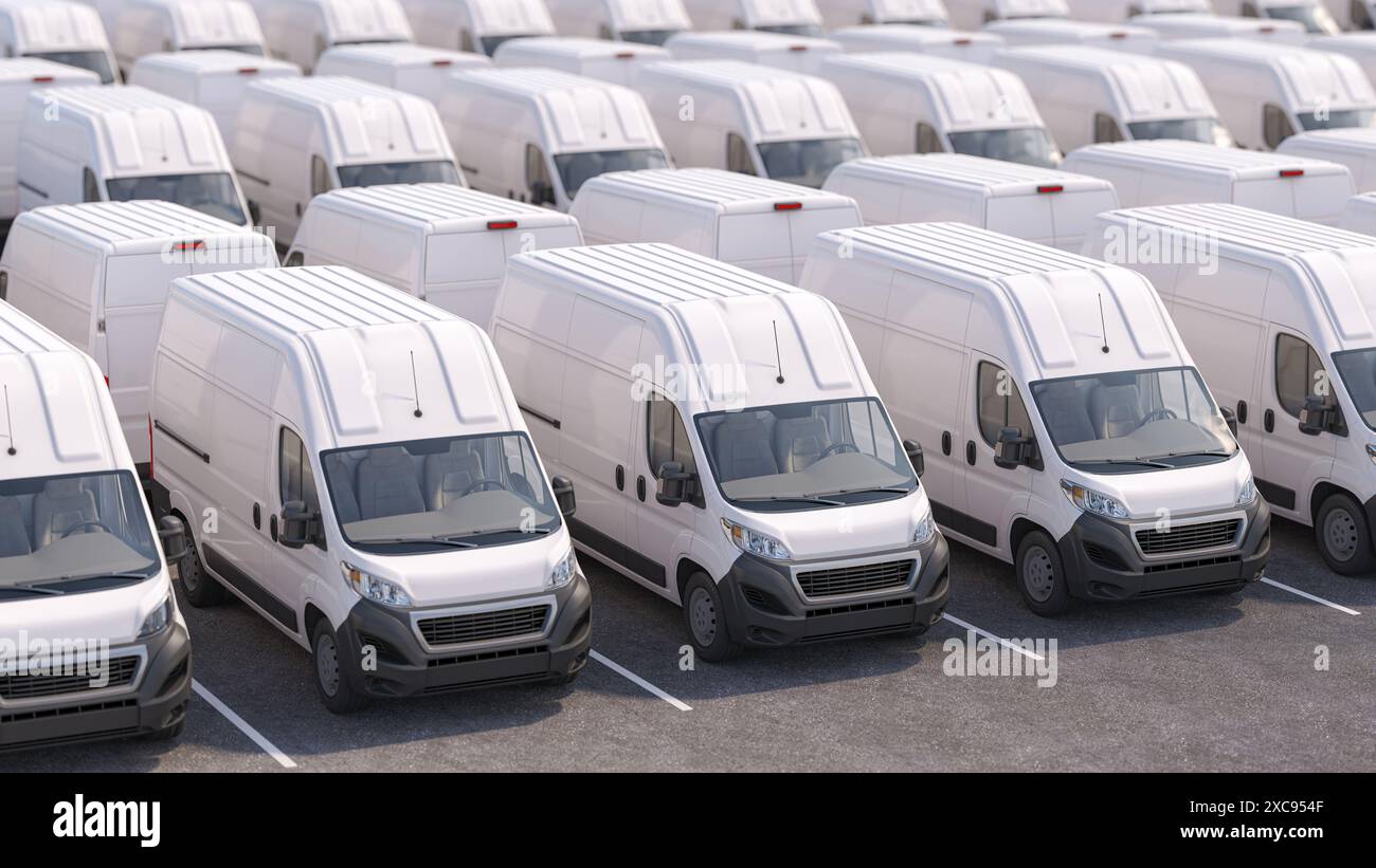 White delivery vans parked in a row hi-res stock photography and images ...
