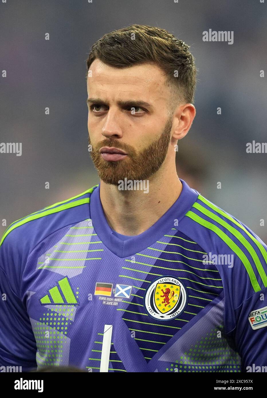 Scotland goalkeeper Angus Gunn before the UEFA Euro 2024 Group A match ...
