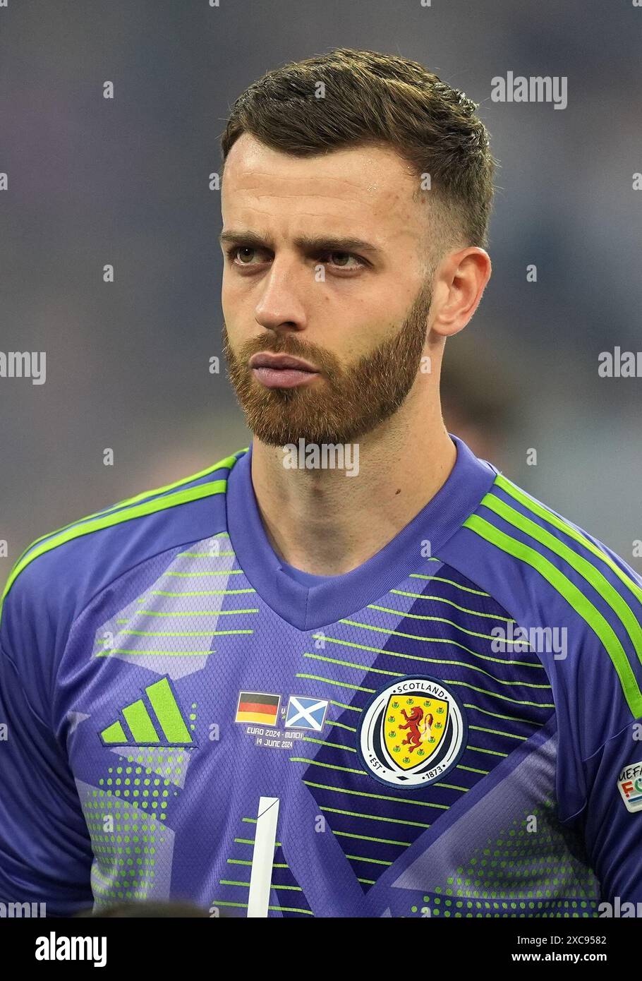 Scotland goalkeeper Angus Gunn before the UEFA Euro 2024 Group A match ...
