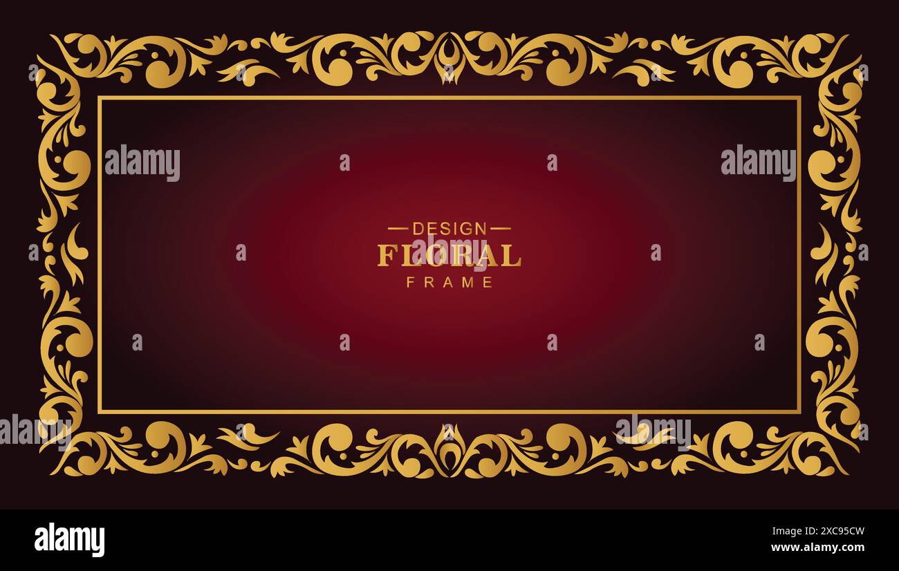 Artistic golden floral frame border illustration design Stock Vector ...