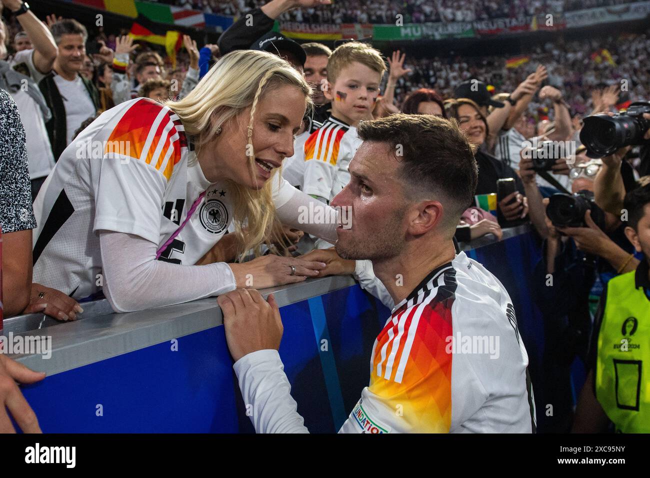 Munich, Germany. 14th June 2024. Pascal Gross with his wife Sina Gross ...